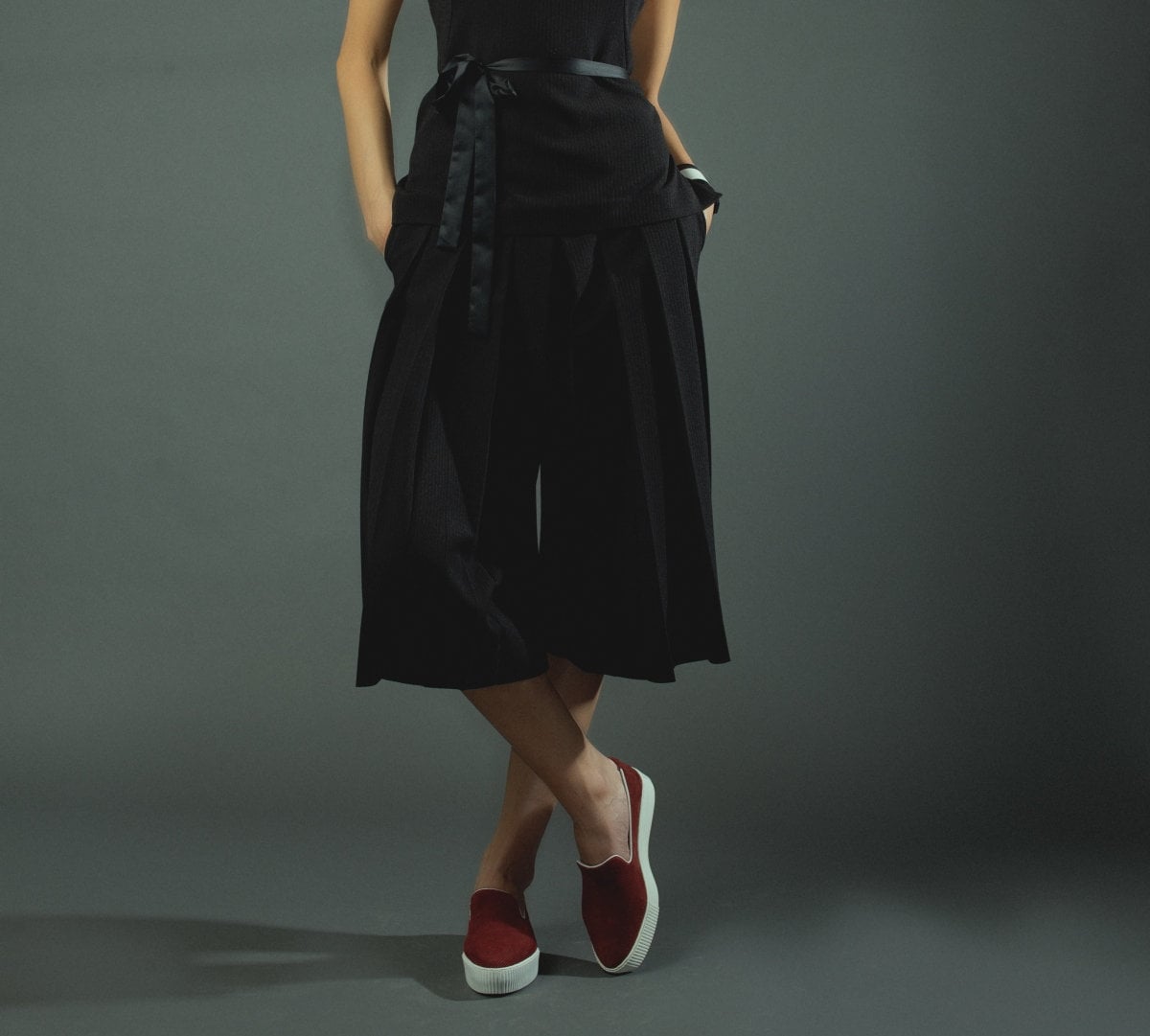 Pleated Black Culottes - Etsy