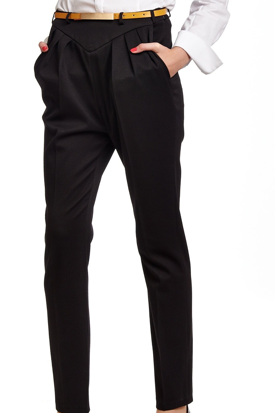 Black Pants, Folded Front Side, Pockets - Etsy