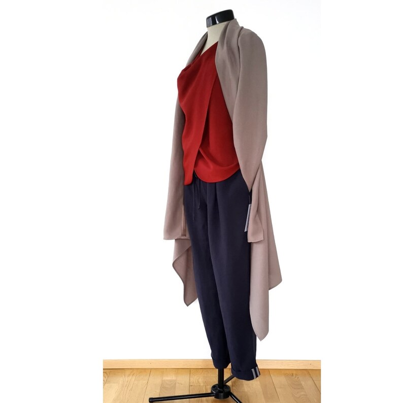 Long Beige Linen Wrap Jacket - Etsy