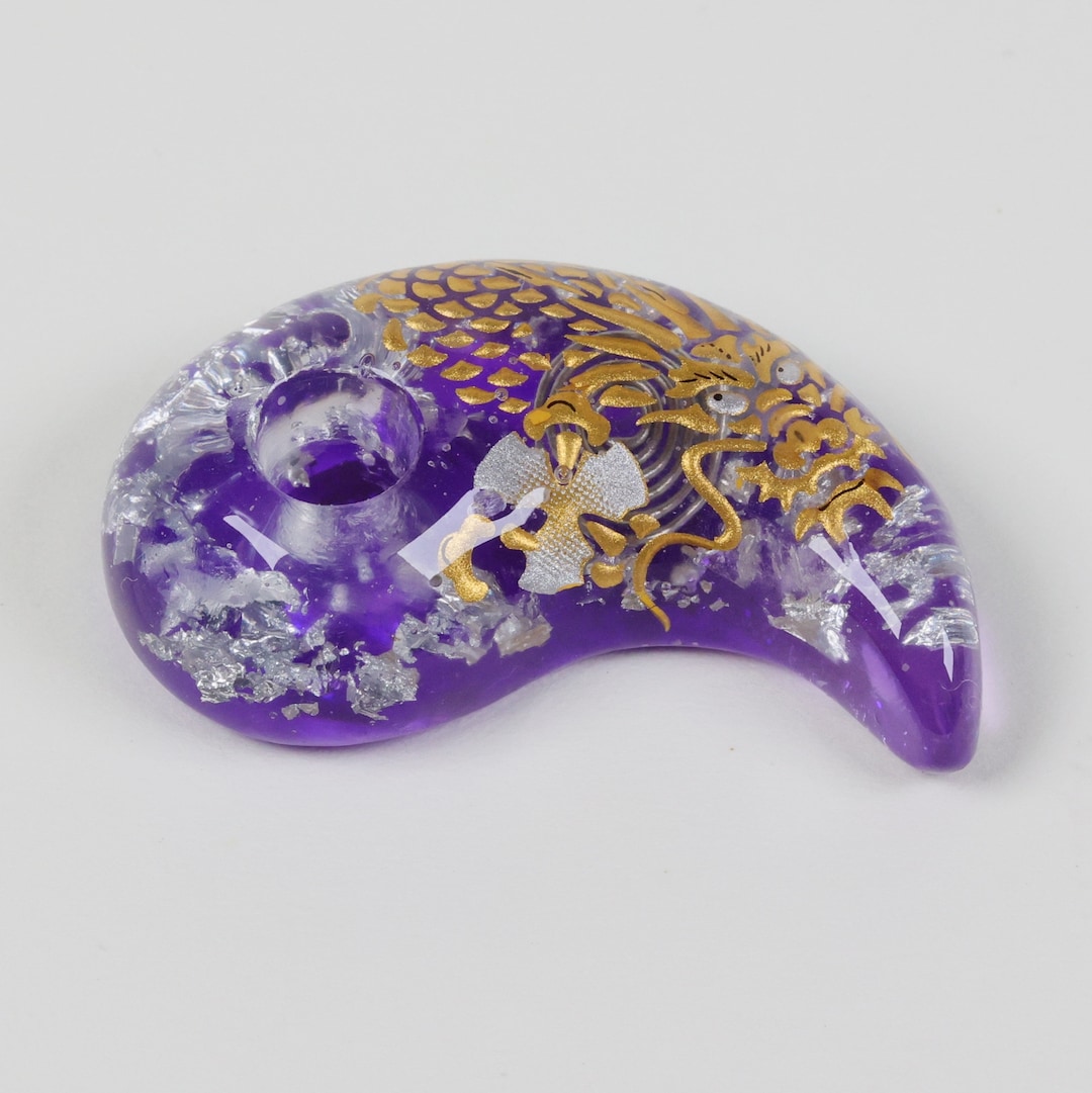 Japanese Magatama With Orgonite Power golden Dragon in - Etsy