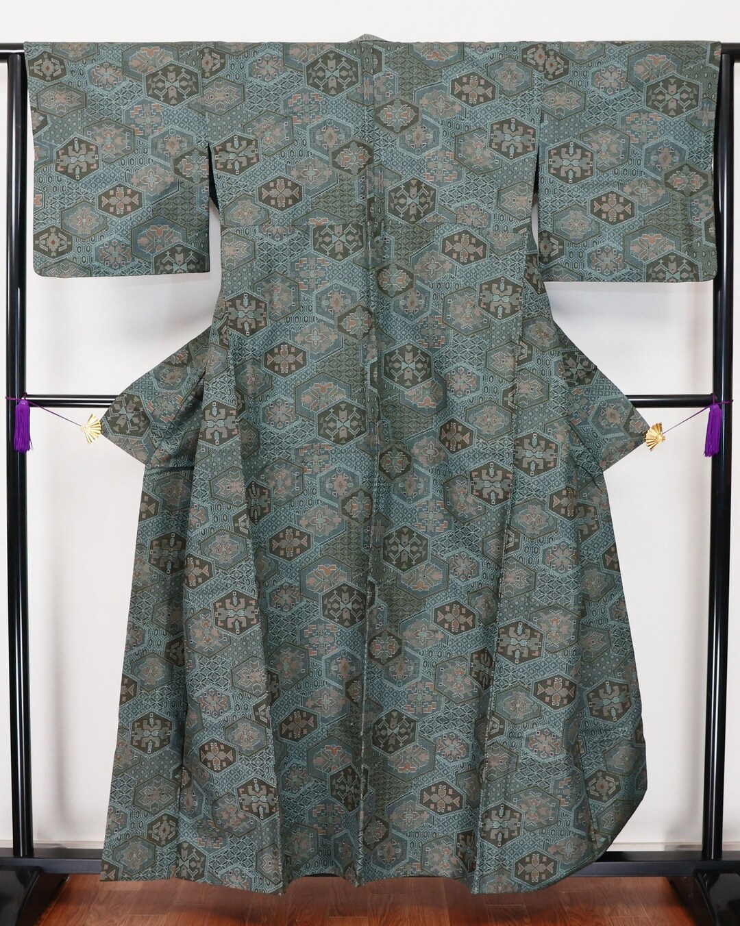 Green Nishijin Kimono: Vintage Japanese Woven Robe - Etsy