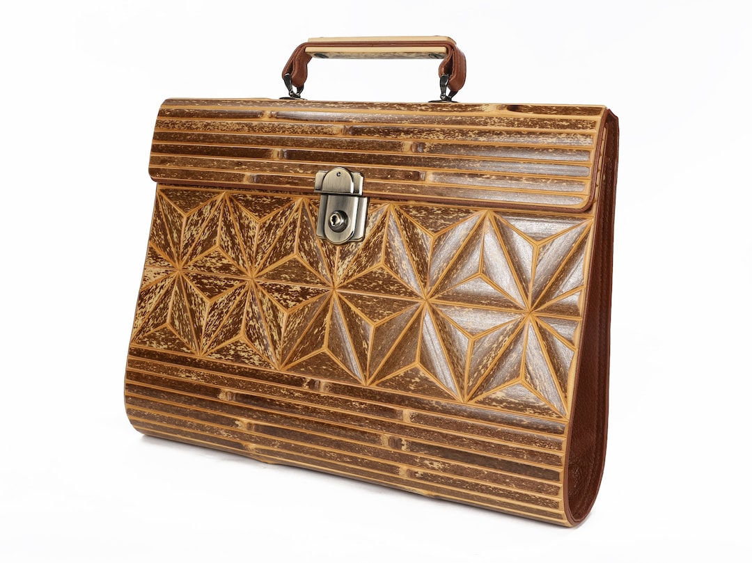 Bamboo Briefcase, Japanese Bamboo Briefcase, Leather Bamboo Briefcase ...