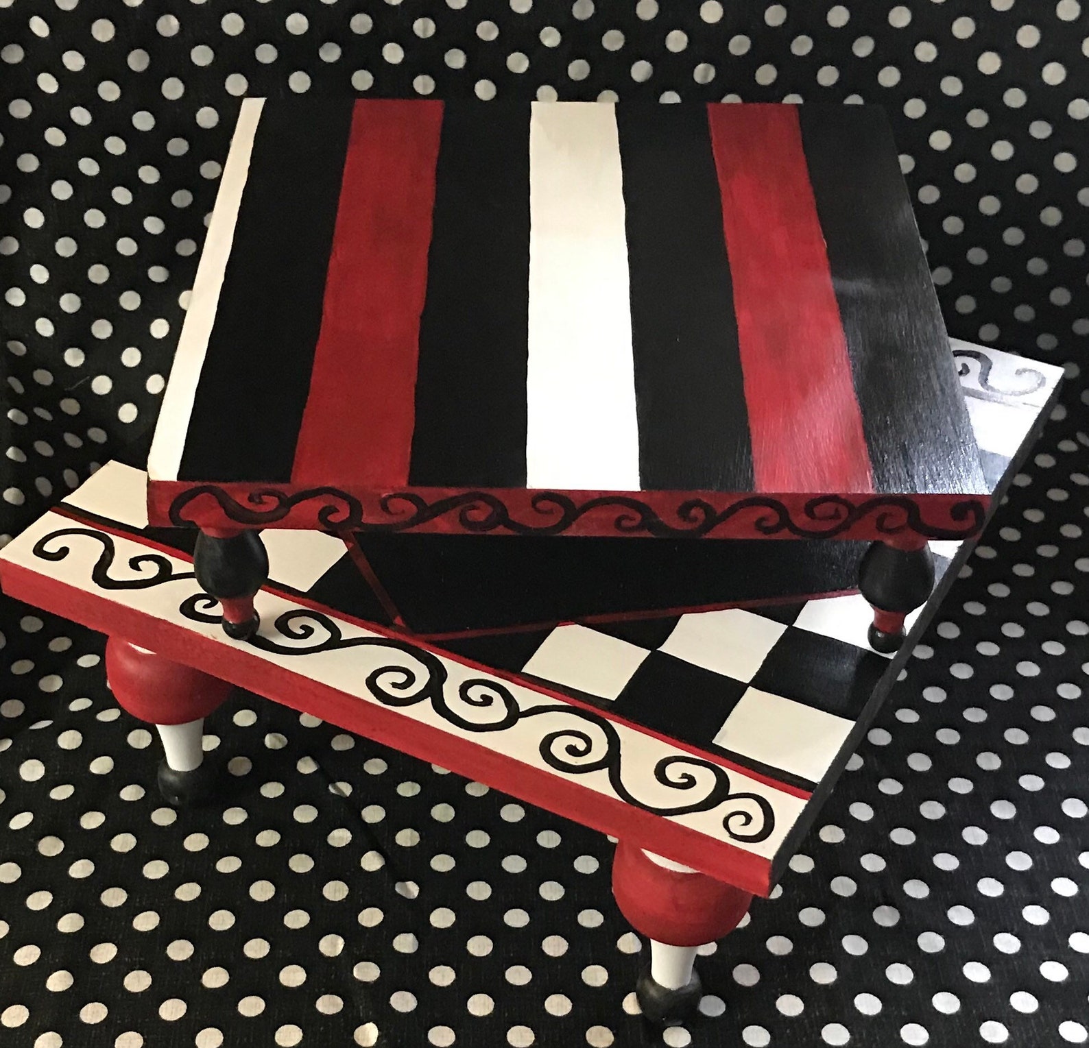 Tier Tables Set Black White & Red - Etsy