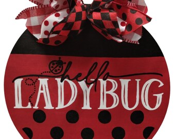 Ladybug Door Hanger/ladybug Front Door Decor/entry Door/welcome Sign - Etsy