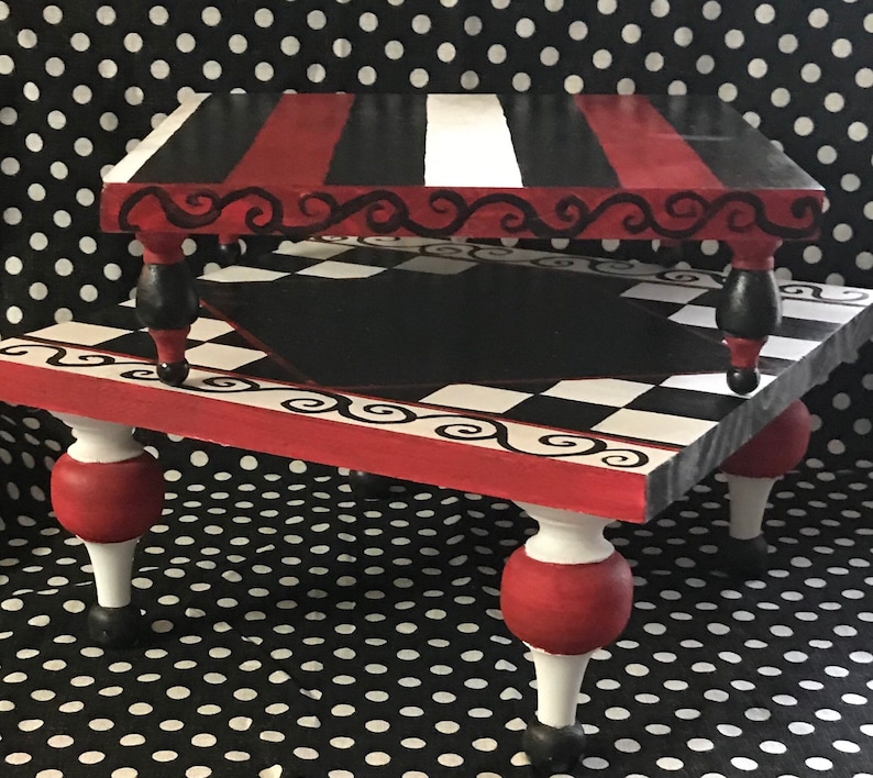 Tier Tables Set Black White & Red - Etsy