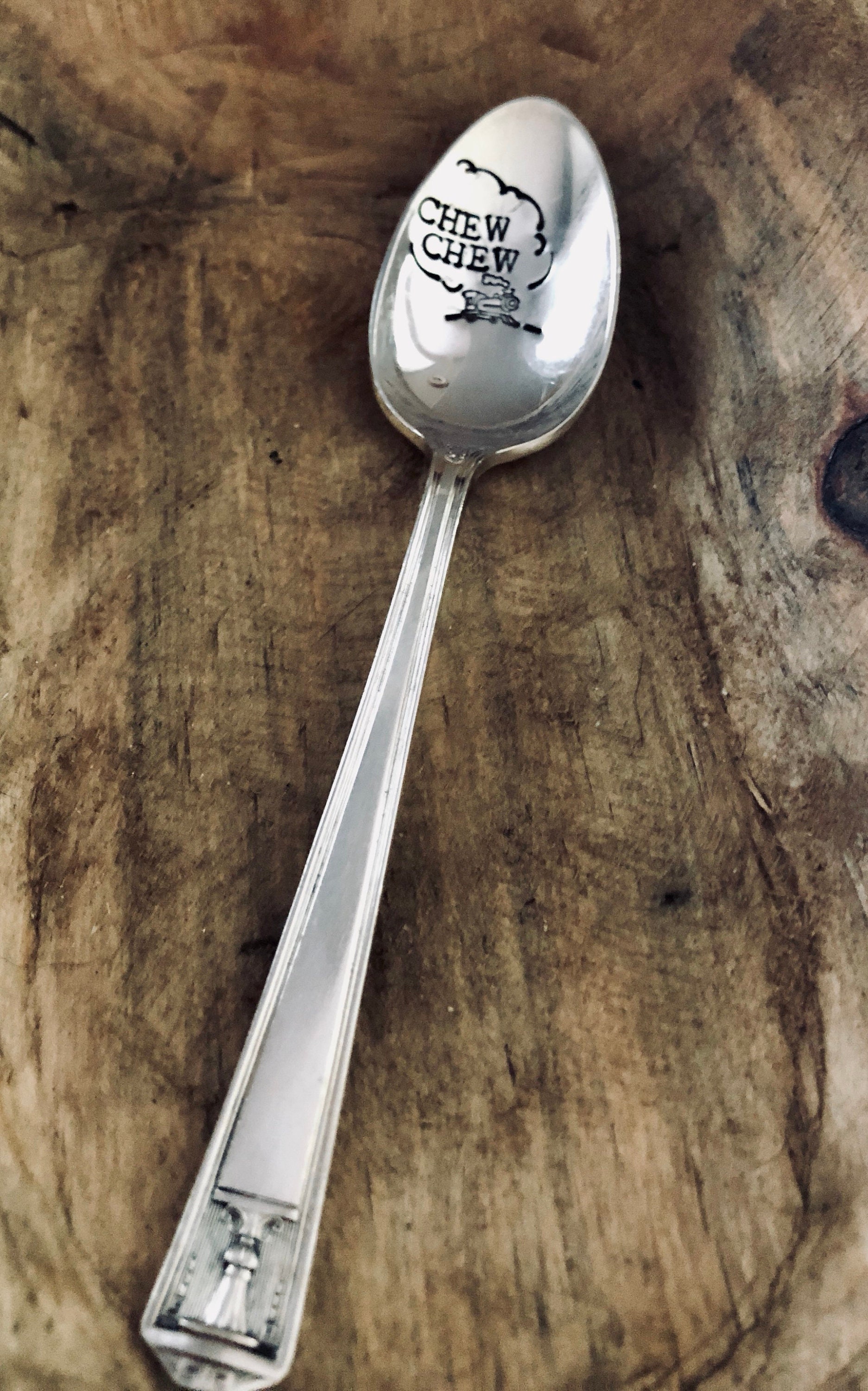Chew Chew Spoon, Train, Railroad, Choo Choo, Handstamped Vintage Spoon ...