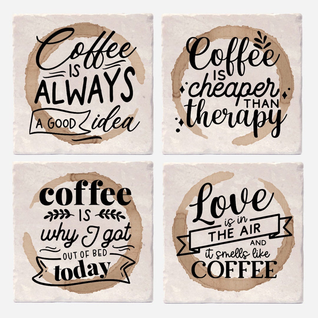 Coffee Ring Quotes - Drink Coasters / Absorbent Ceramic Coasters - Etsy