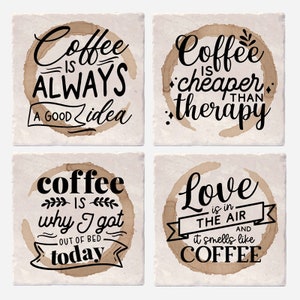 Coffee Ring Quotes - Drink Coasters / Absorbent Ceramic Coasters - Etsy