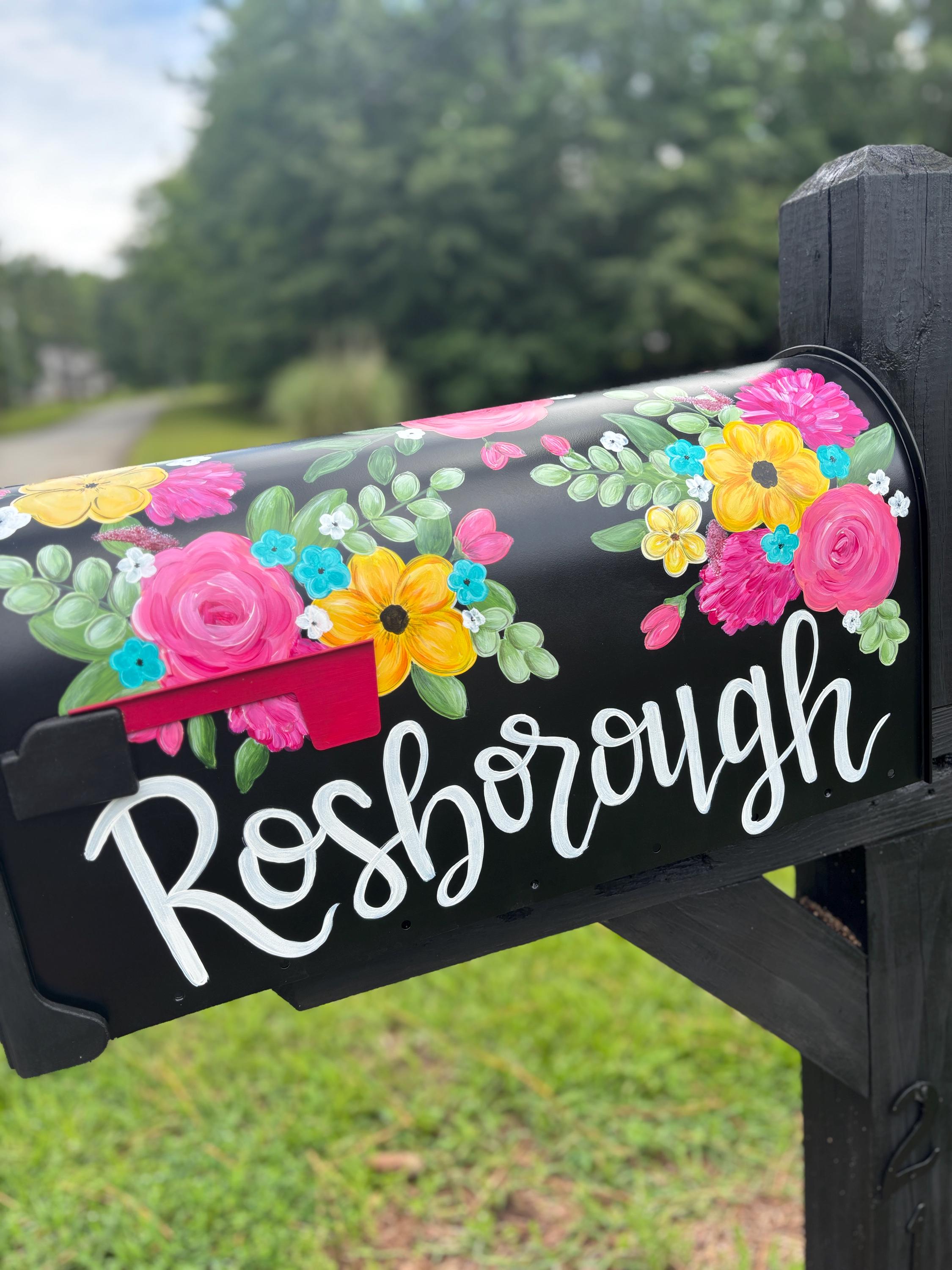 Hand Painted Mailbox, Personalized Mailbox, Standard Mailbox, Floral ...