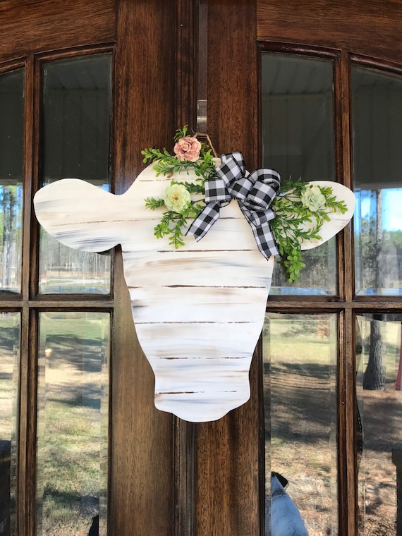 Wreaths & Door Hangers Cow Door Hanger Farmhouse Decor Wood Door Hanger ...