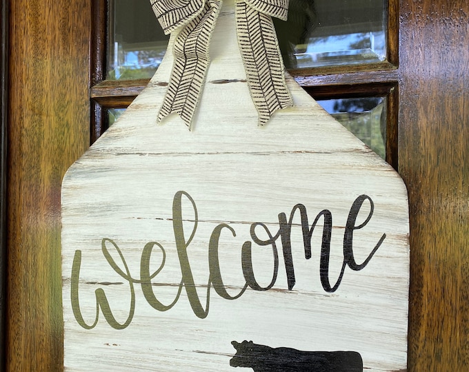 Cow Tag Door Hanger, Door Hanger, Cow Tag, Country Design, Farmhouse ...