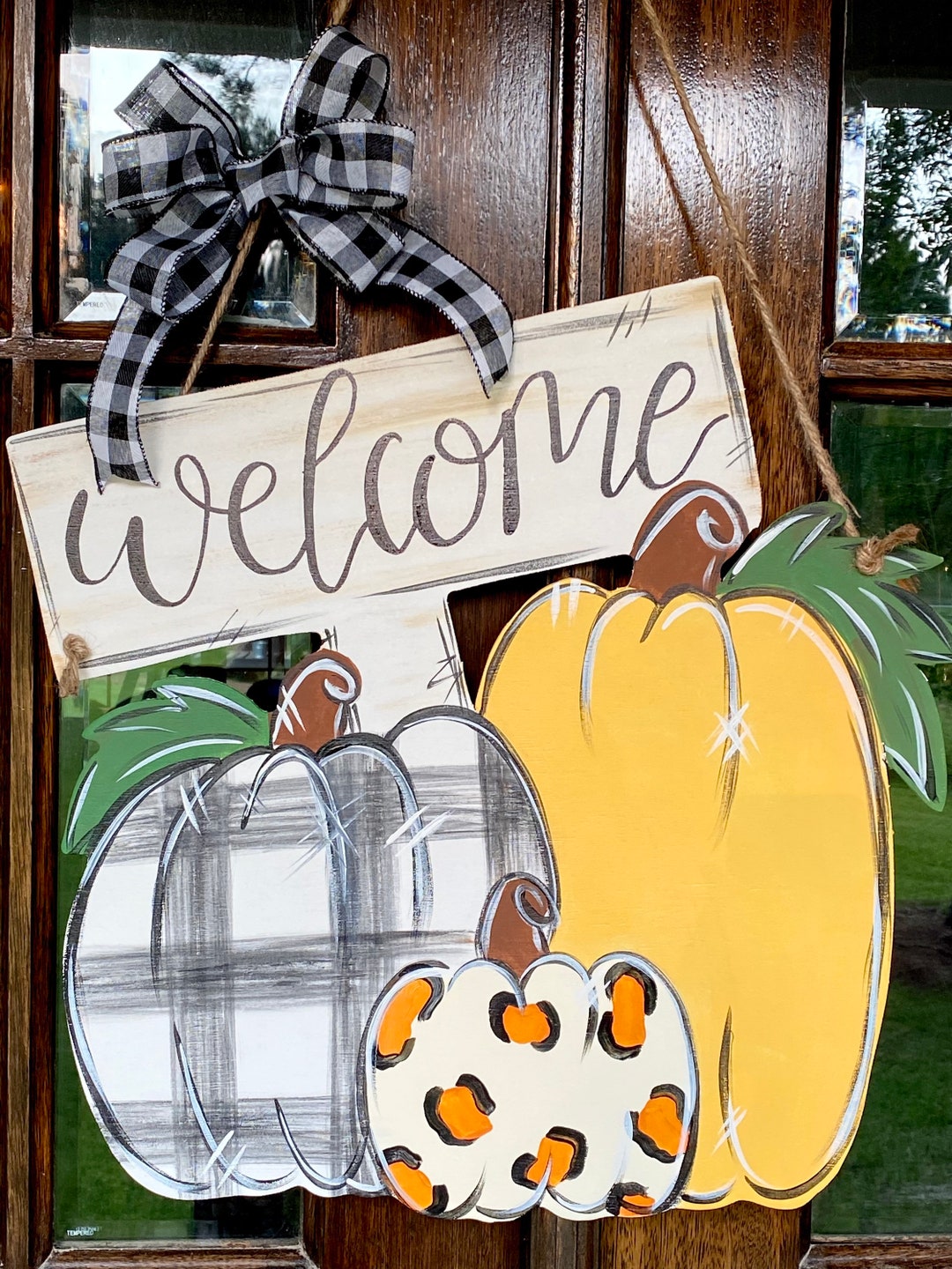 Fall Door Hanger, Pumpkin Door Hanger, Welcome Fall, Farmhouse Pumpkins ...
