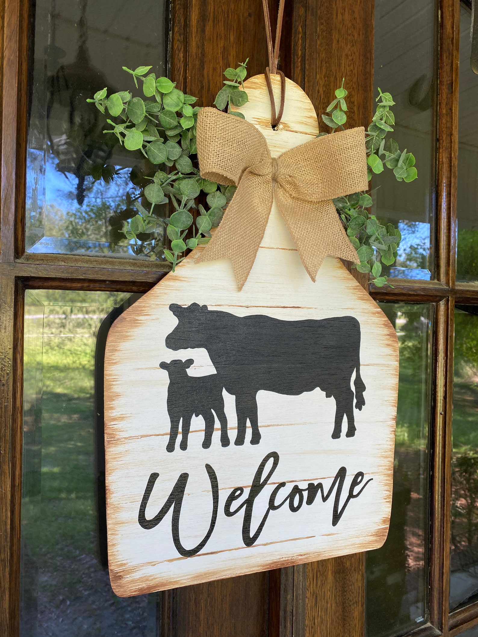 Farmhouse Cow Tag Door Hanger, Cow Tag Decor, Homestead Decor, Cow ...