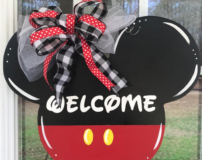 Disney Welcome Sign, Mickey, Minnie, Mickey Door Hanger, Disney Door ...