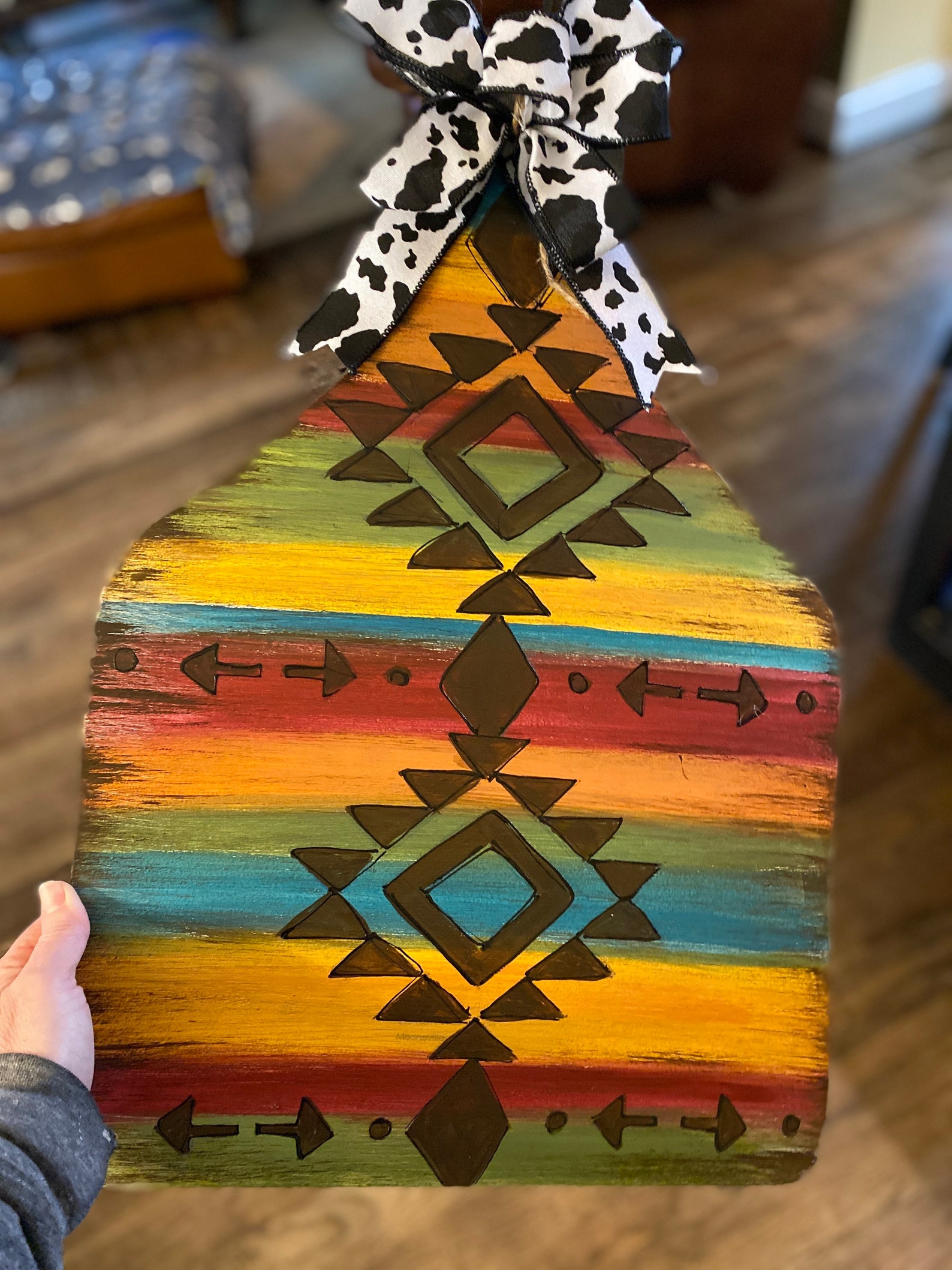 Farmhouse Cow Tag Aztec Farmhouse Boho Design Aztec Decor - Etsy