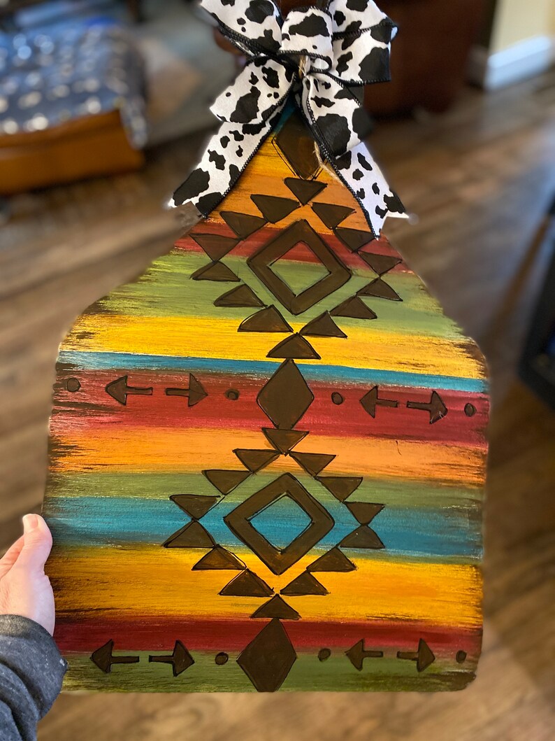 Farmhouse Cow Tag Aztec Farmhouse Boho Design Aztec Decor - Etsy