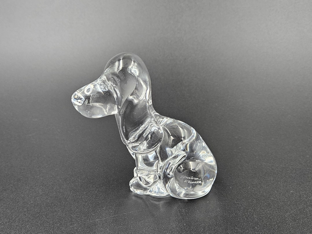 Daum Crystal Bassett Hound Figurine or Paperweight - 3 3/4 Inches Tall ...