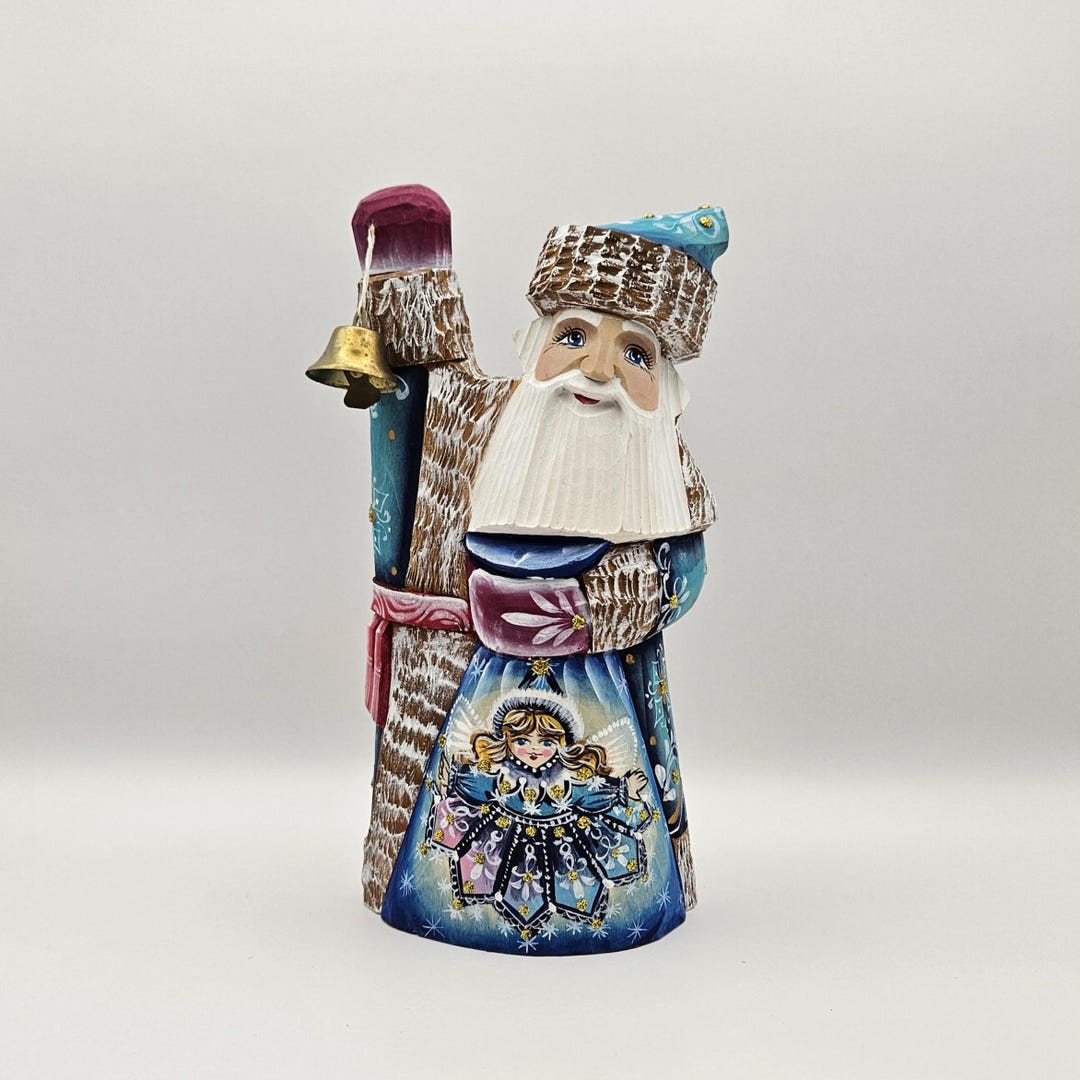 Vintage Hand-painted Santa Figurine: Aqua Coat, Angel Detail, Signed - Etsy