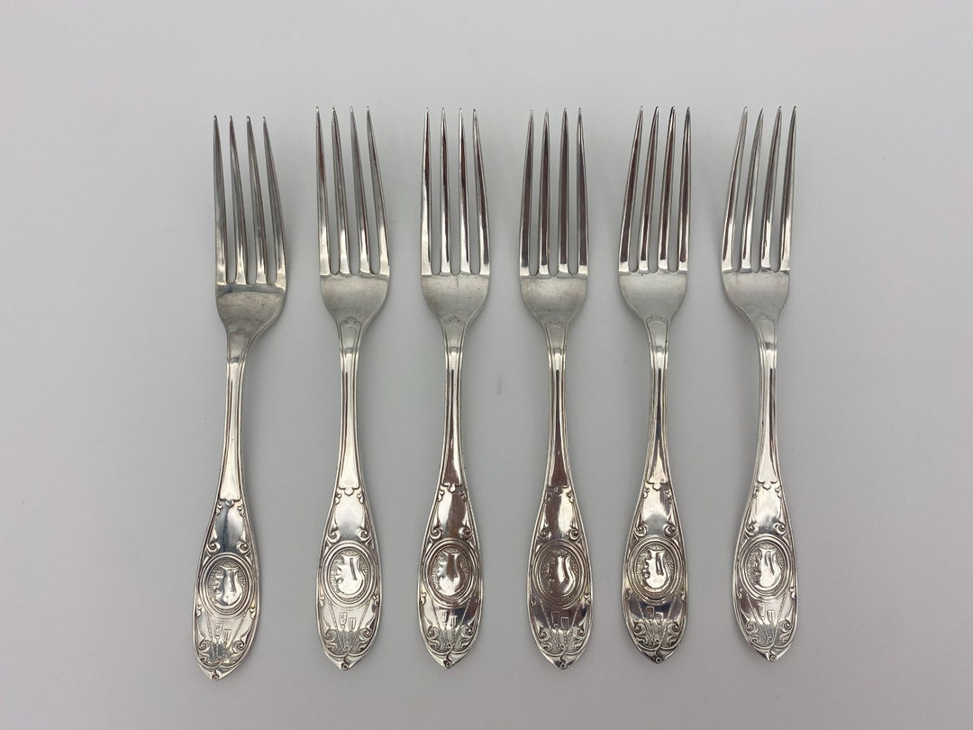 Set of 6 Silverplate Forks 1860's Luther Boardman & Sons Medallion ...