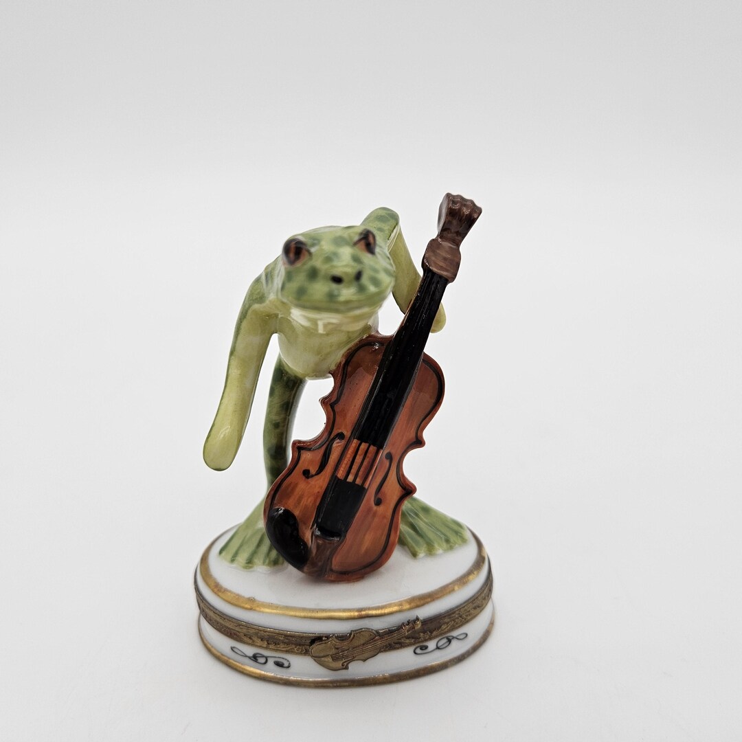 Limoges Box Frog Playing a Cello - Etsy