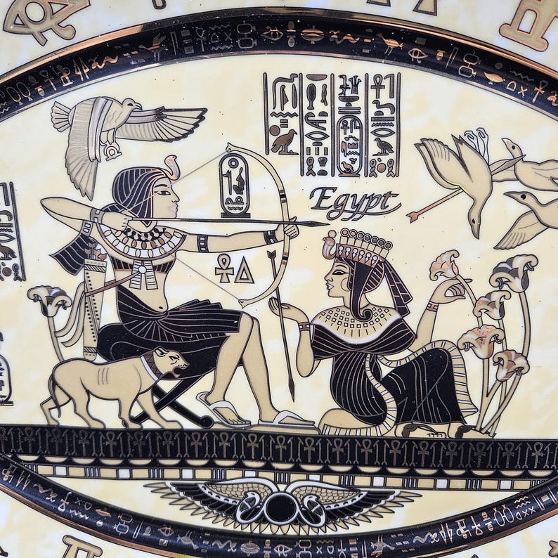 Vintage Fathi Mahmoud Platter Covered in Egyptian Hieroglyphics - Etsy