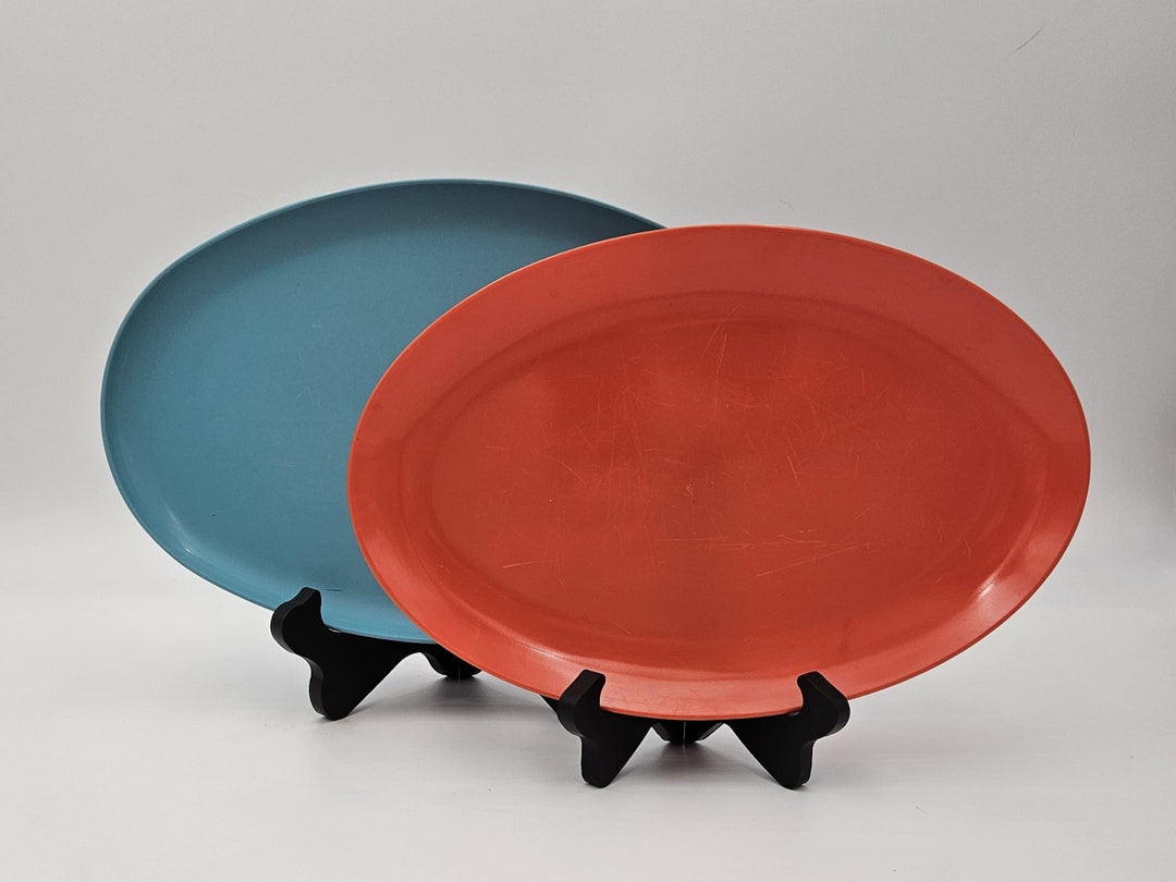 Pair of Melamine Platters Turquoise and Orange Spaulding Ware Chicago ...