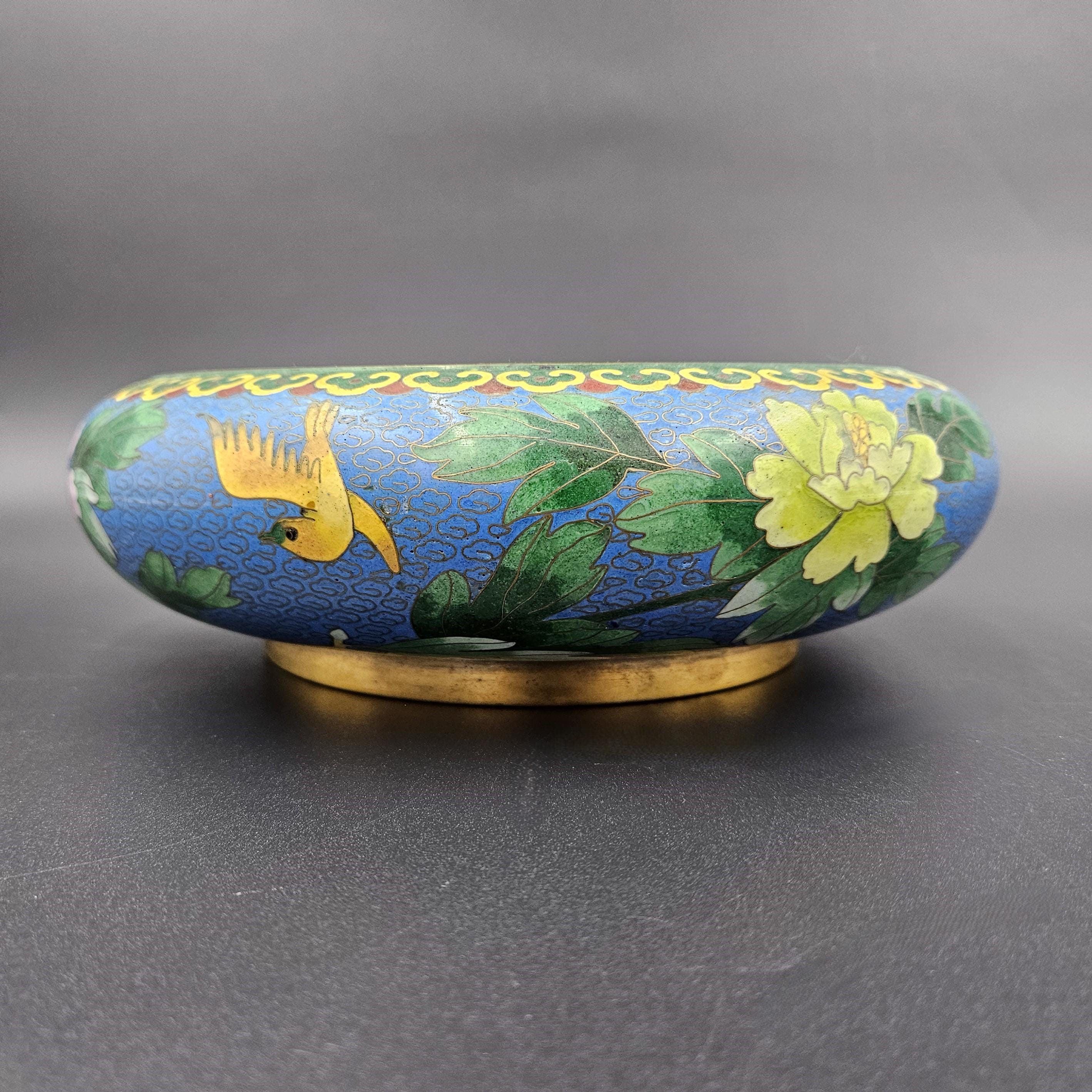 Chinese Cloisonne Enamel and Brass Jingfa Bowl Decorated With Peonies ...