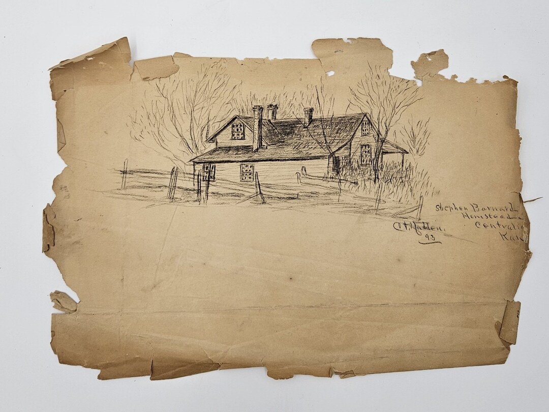 Drawing of a Homestead Signed and Dated 1893 - Etsy