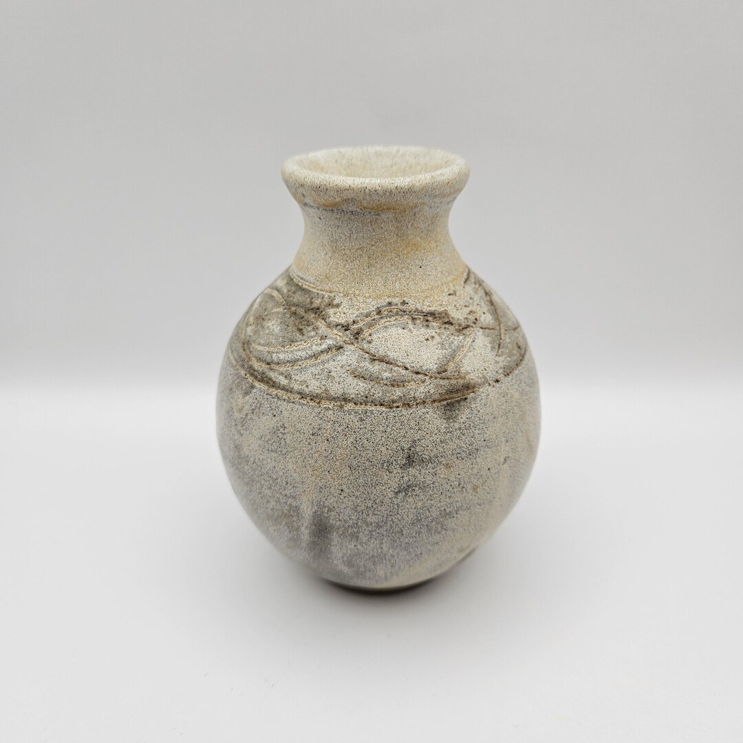 Gus Gikas Pottery Vase 1975 - Incised Decoration and Neutral Coloring ...