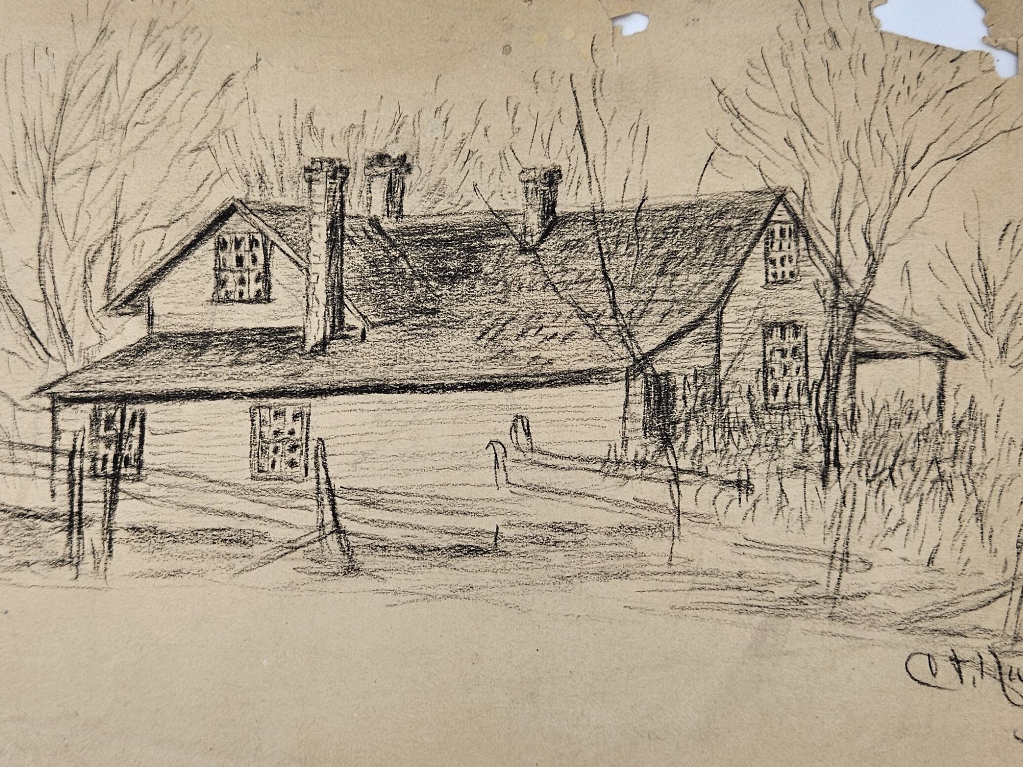 Drawing of a Homestead Signed and Dated 1893 - Etsy