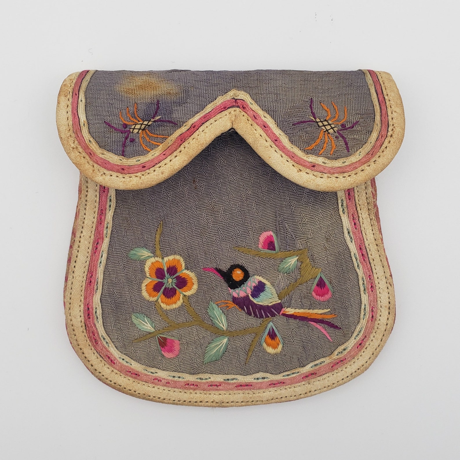 Chinese Embroidered Wedding Pouch Coin Pouch Antique Cotton and ...