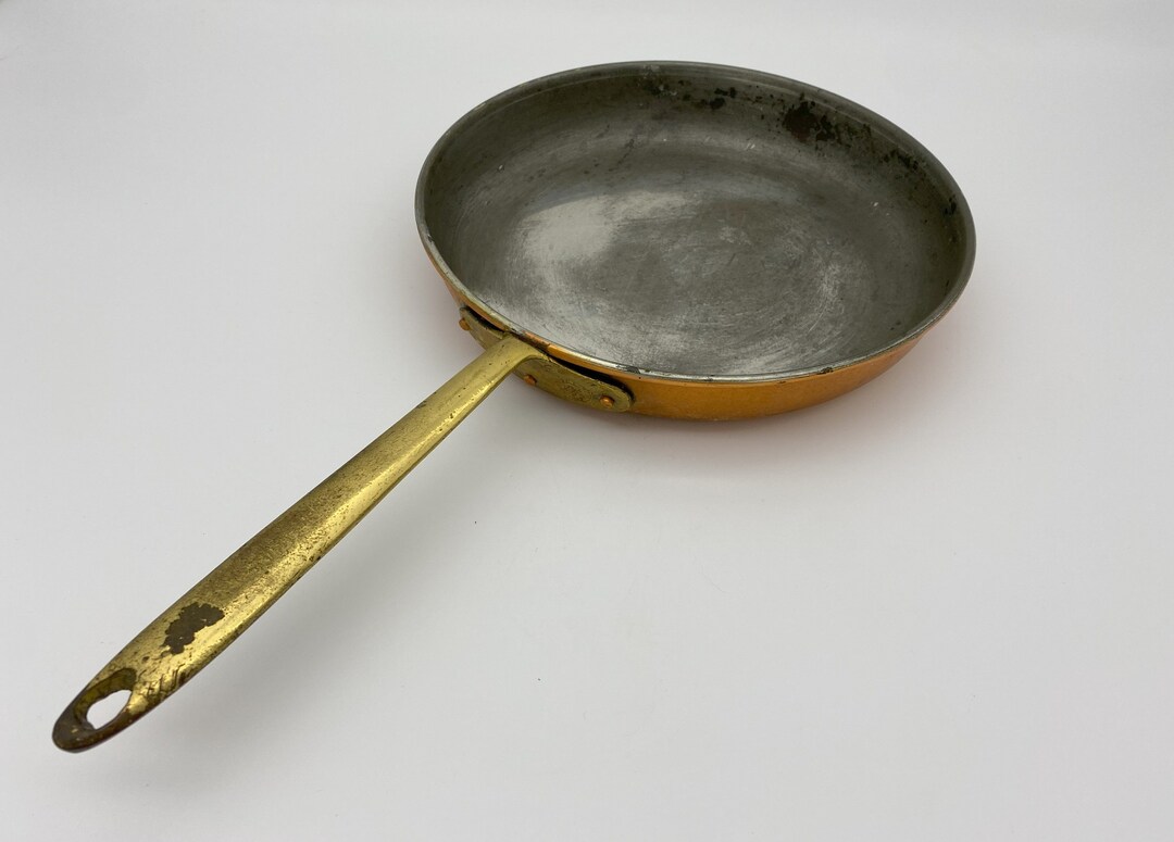 Copral Copper Skillet With Brass Handle Vintage Made in - Etsy