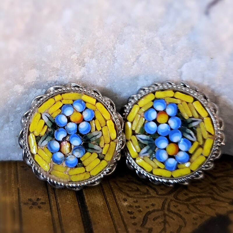 Italian Micro Mosaic Earrings - Etsy