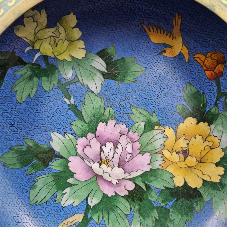 Chinese Cloisonne Enamel and Brass Jingfa Bowl Decorated With Peonies ...