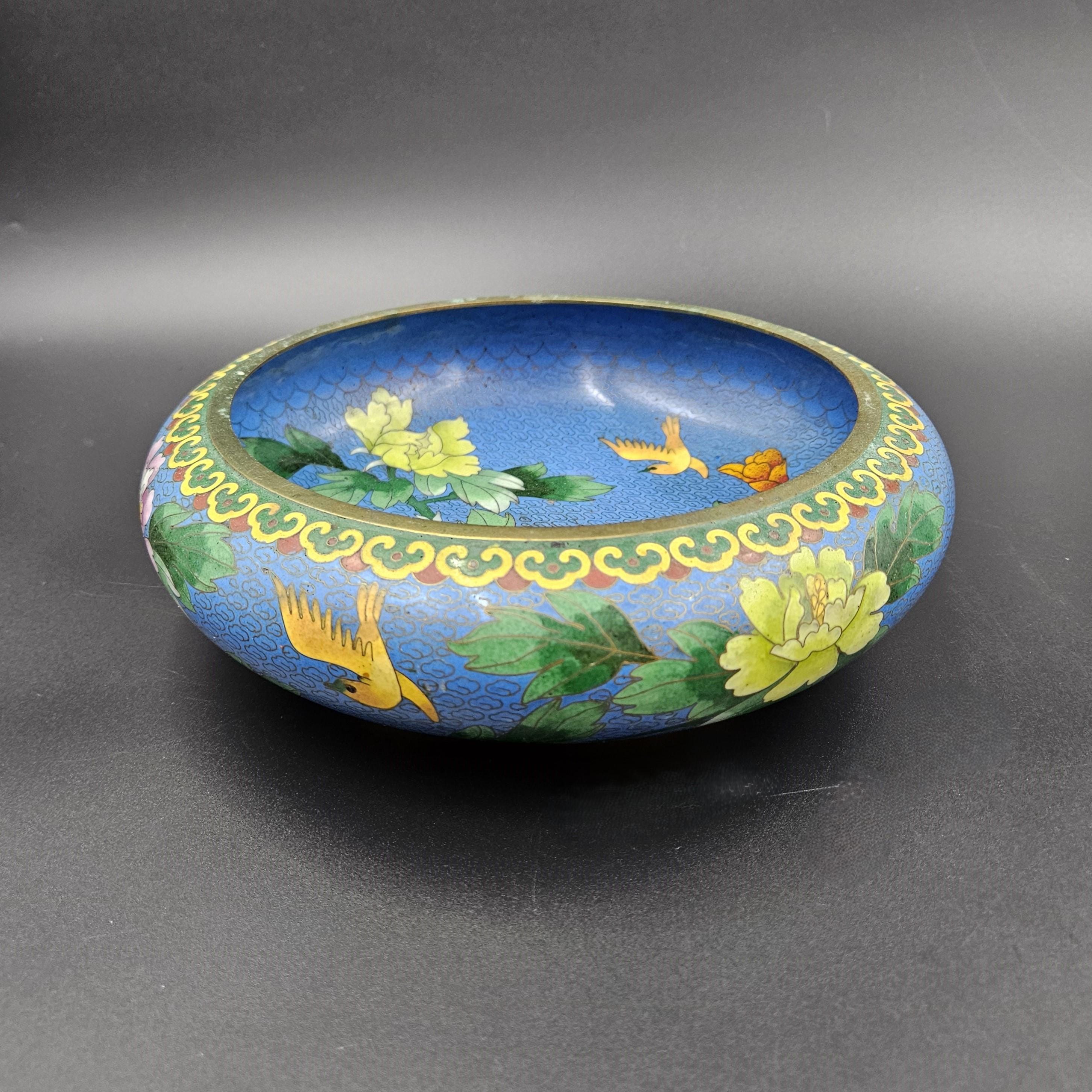 Chinese Cloisonne Enamel and Brass Jingfa Bowl Decorated With Peonies ...