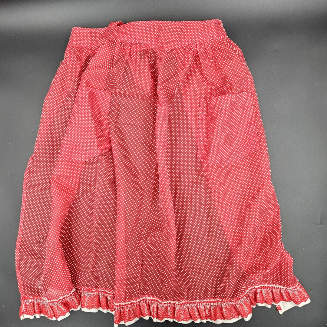 Red Dotted Swiss Organza Half Apron With Ruffled Hem - Etsy