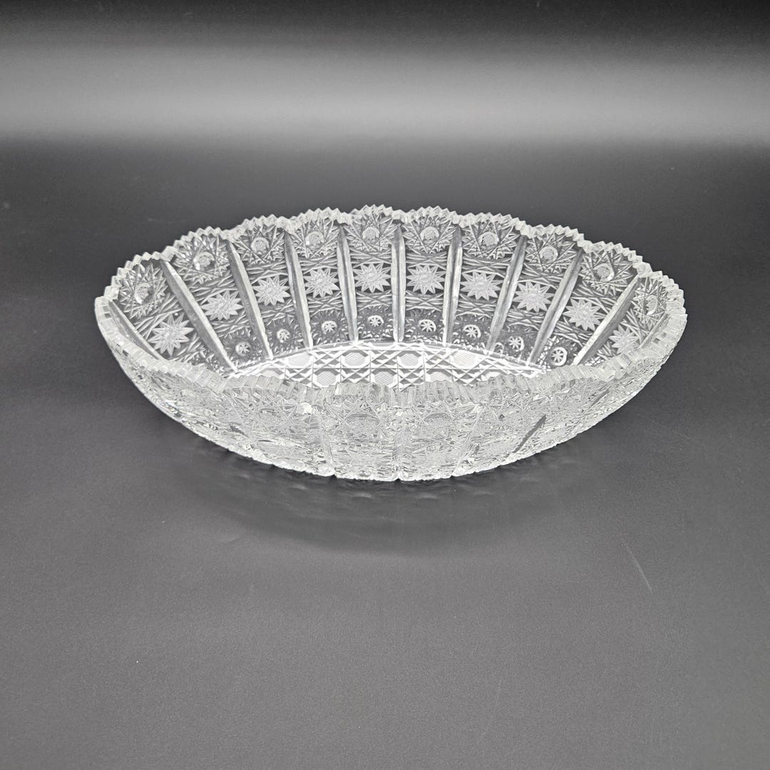 Bohemian Cut Crystal Queens Lace Oval Bowl 11 1/2 Inches - Etsy