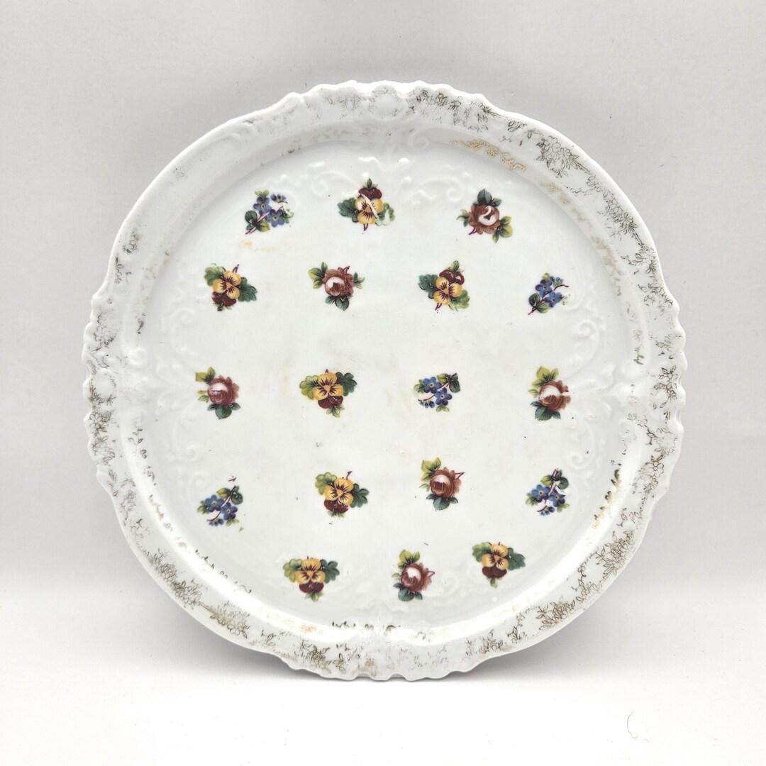 Antique Porcelain Trivet - Pansies, Roses, and Forget-me-nots - Etsy