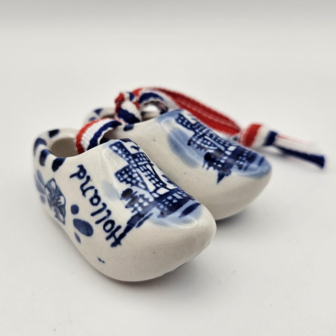 Tiny Blue Delft Dutch Clogs With Hand Painted Windmills - Holland ...