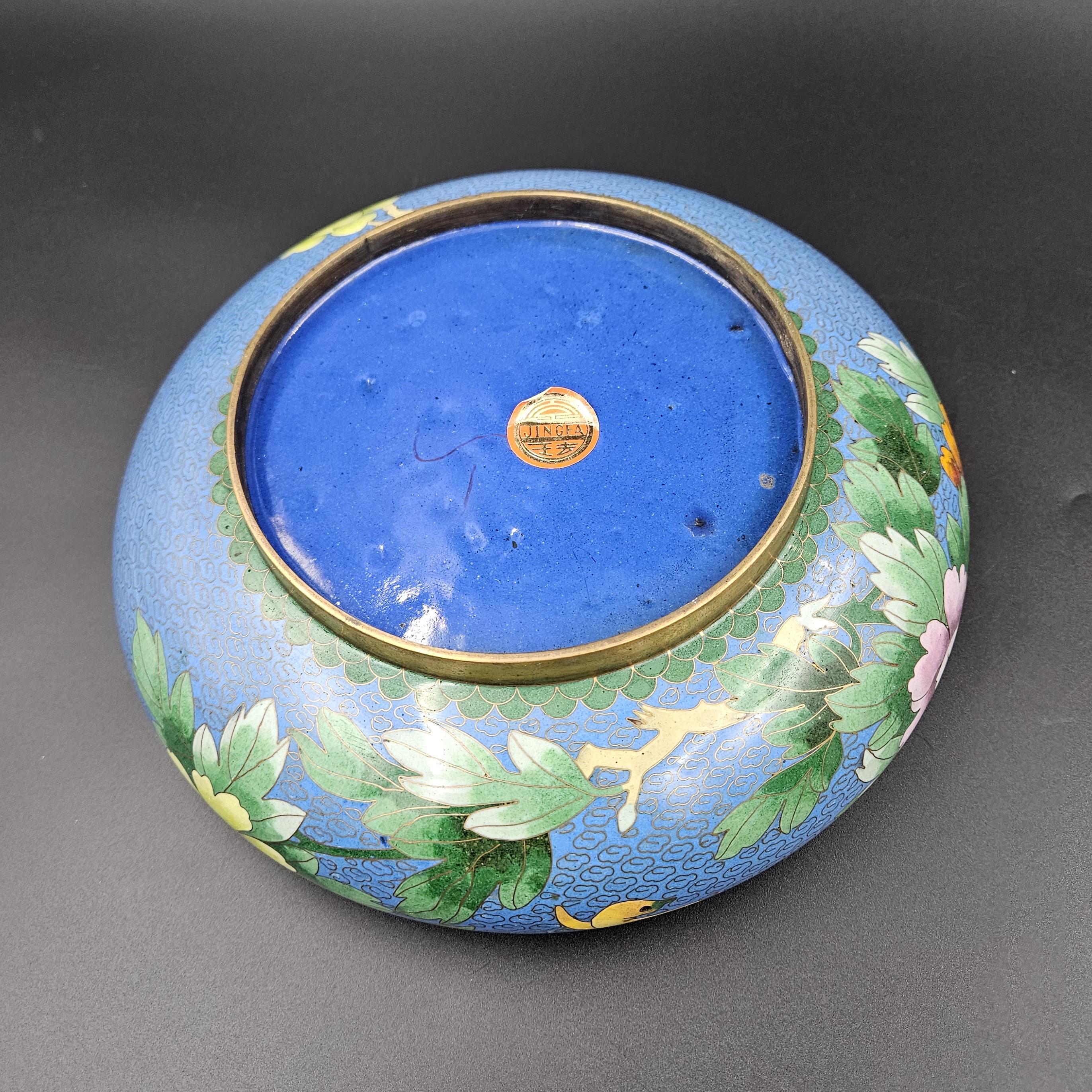 Chinese Cloisonne Enamel and Brass Jingfa Bowl Decorated With Peonies ...