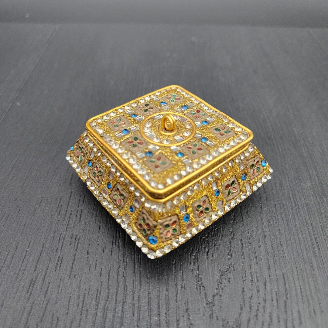 Small Jeweled Gold Box Made in India - Etsy