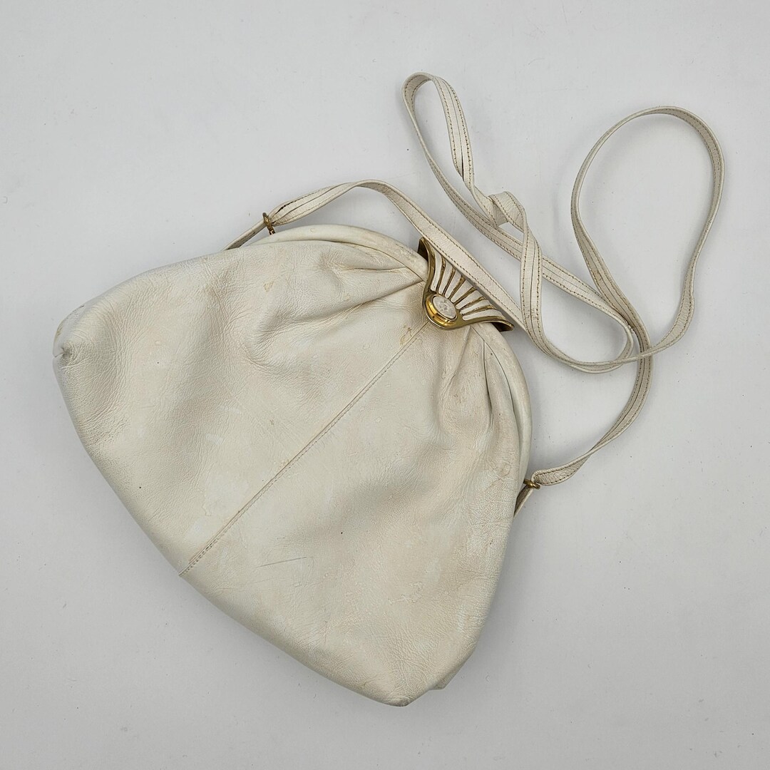 White Leather Shoulder Bag From Foley's Department Store - Houston - Etsy