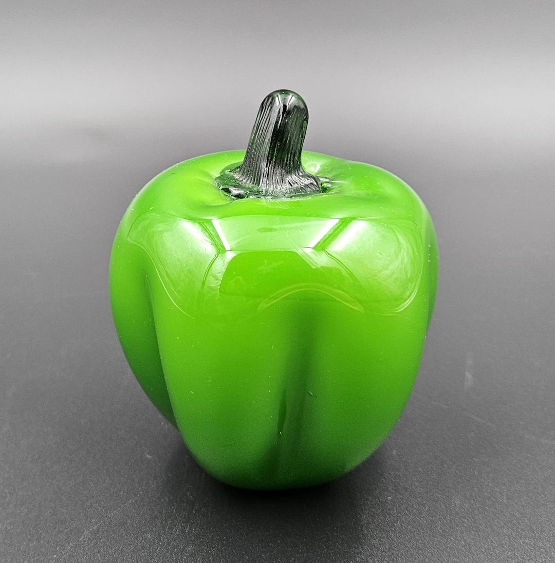 Vintage Hand Blown Glass Green Bell Pepper - Etsy
