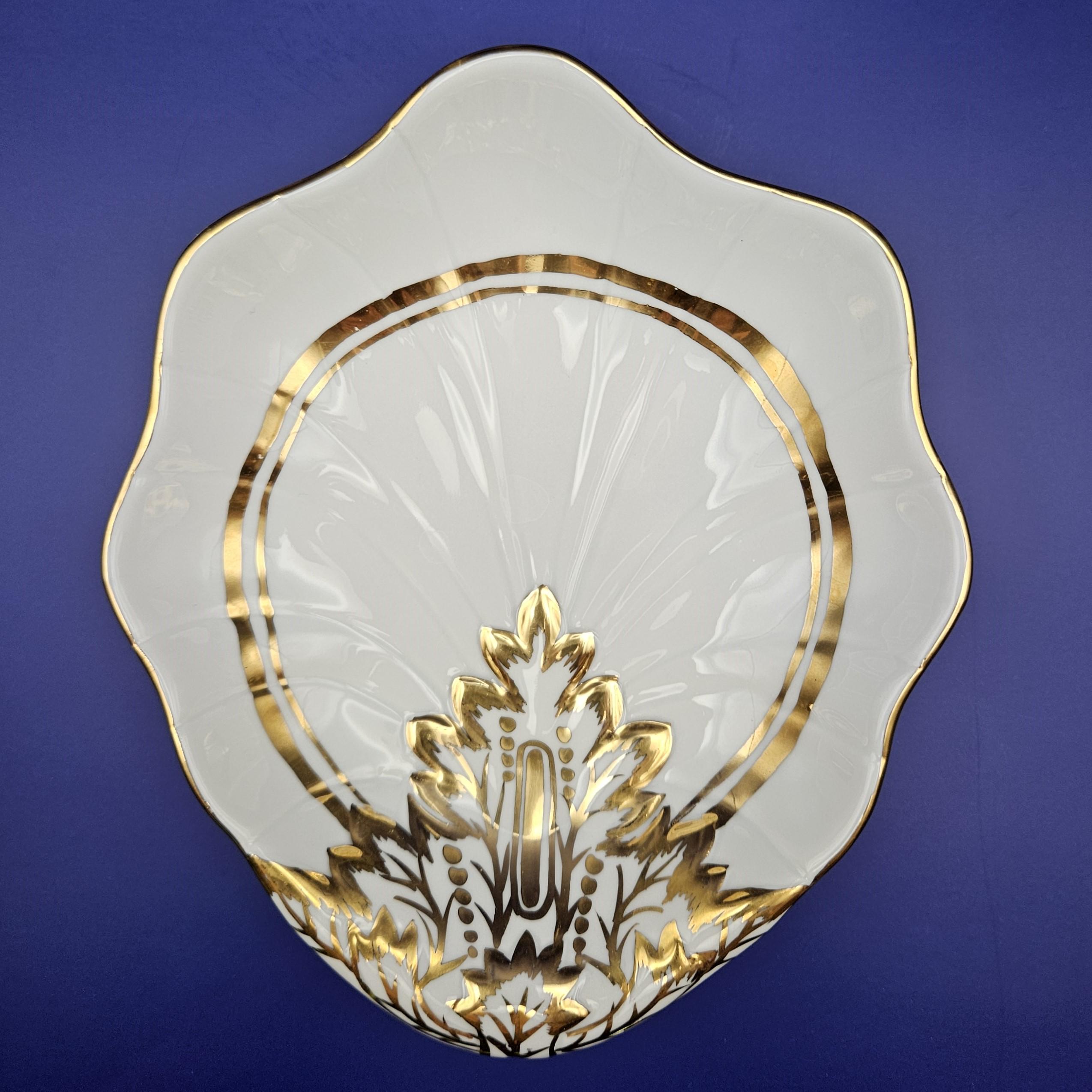 Andrea by Sadek Porcelain Shell Dish Detailed With Gold - Etsy