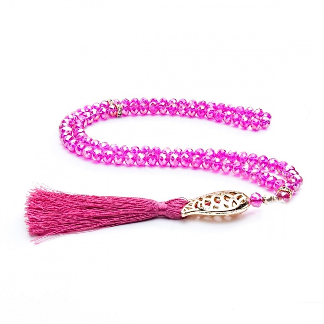 Fuschia Crystal Tasbeeh, 99 Prayer Beads, Misbaha, Tasbih Beads, Tasbeh ...