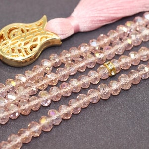 Light Pink Misbahas, Crystal Prayer Beads, Handmade Prayer Beads 99 ...