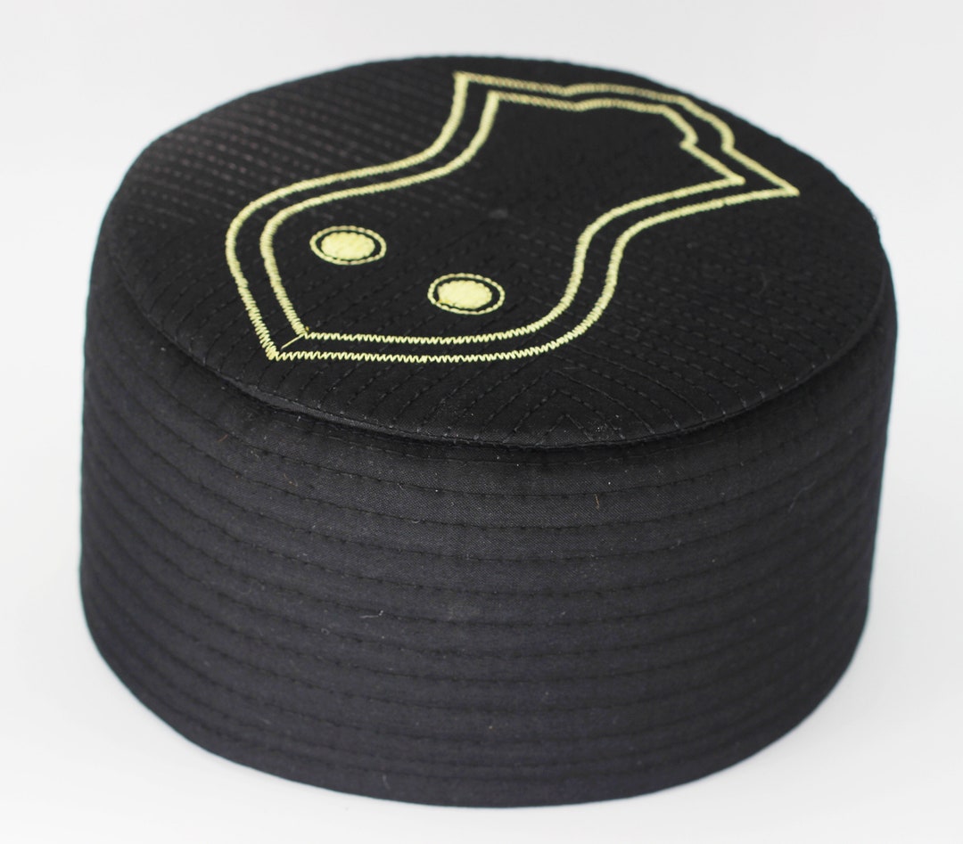 Black Embroidered Nalain Taqiyah, Sunnah Wear, Muslim Hat, Muslim Cap ...