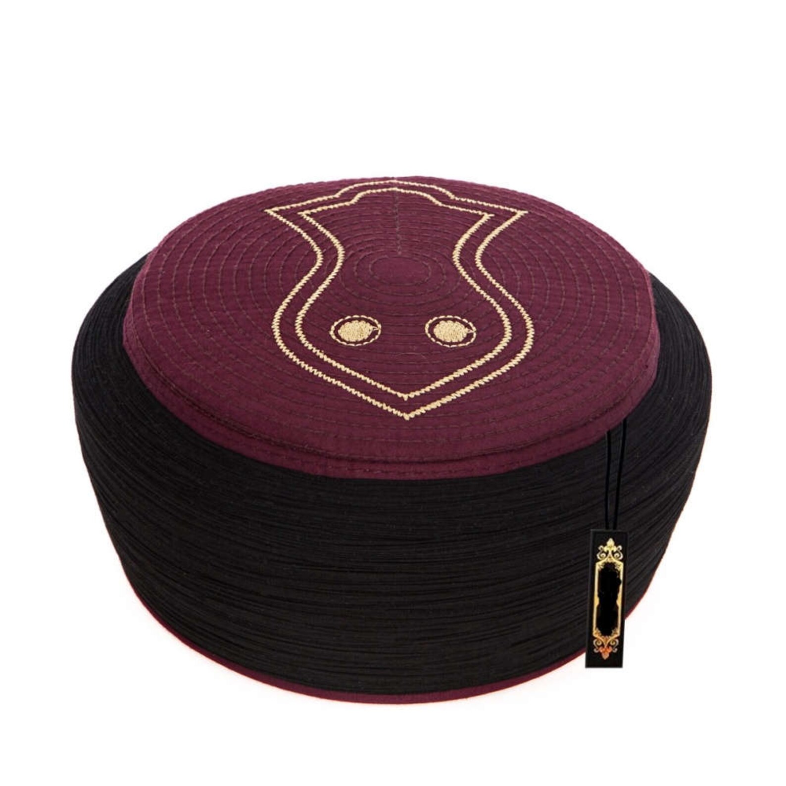 Handmade Claret red & Black Sarik Takke Islam Prayer Hat | Etsy