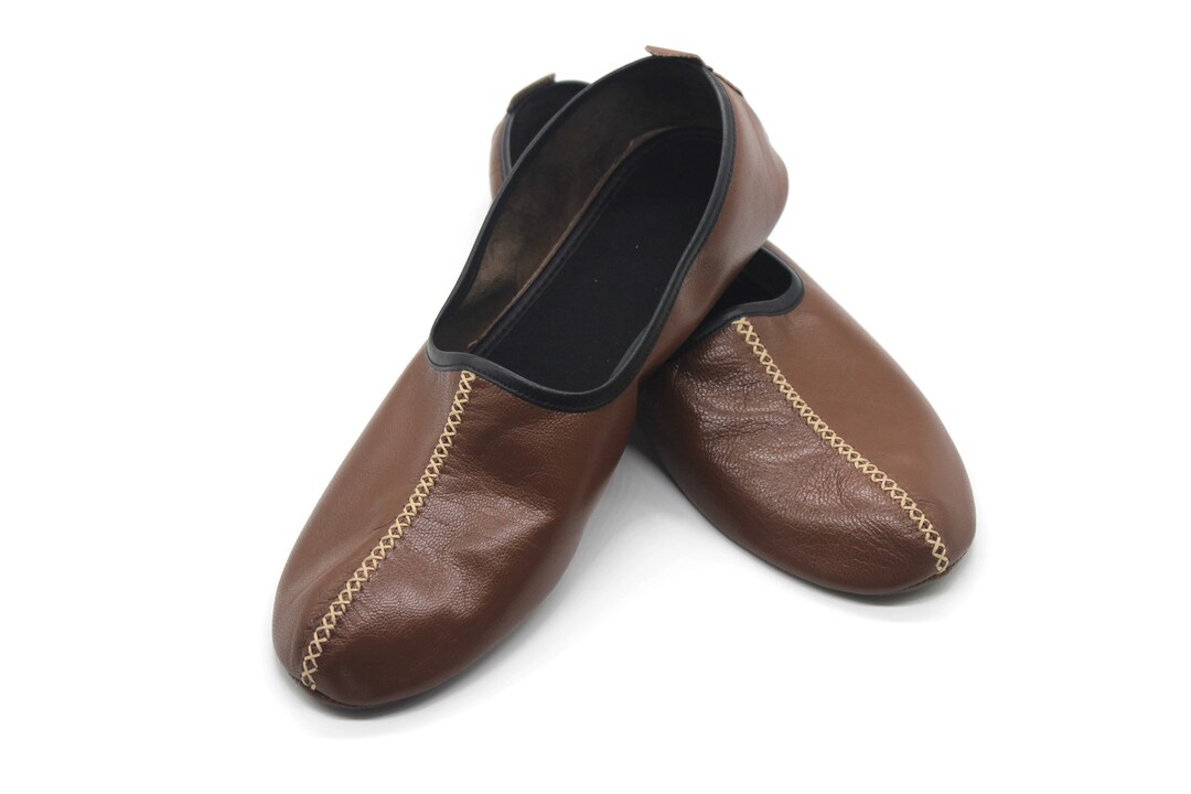 Genuine Leather Handmade Babouche Shoes Men Size, Brown Leather ...