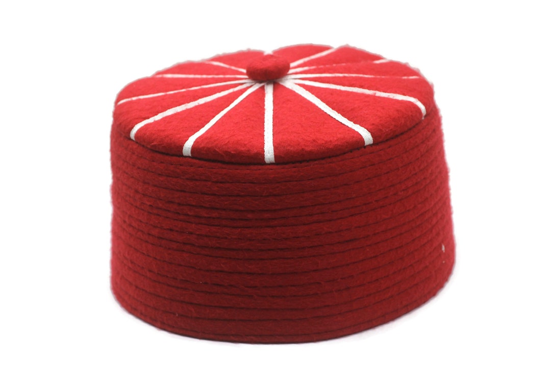 SALE 59 CM Genuine Felt Islamic Hat, Baklawa Design Red to White Muslim ...
